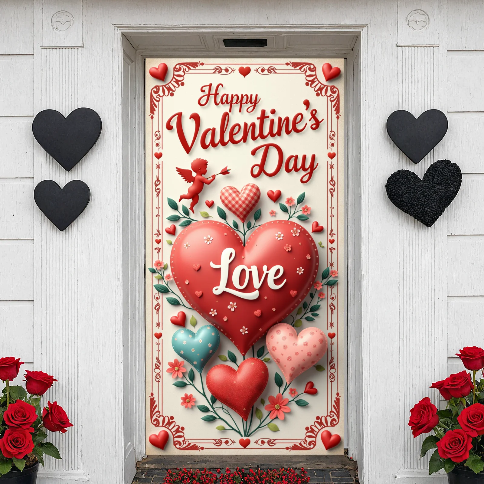 Valentine Decor Display Red & Pink Color Heart Backdrop Love Display ...