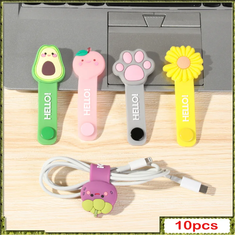 10pcs Cute Cartoon Data Cable Organizer Multifunction Cord Protector ...