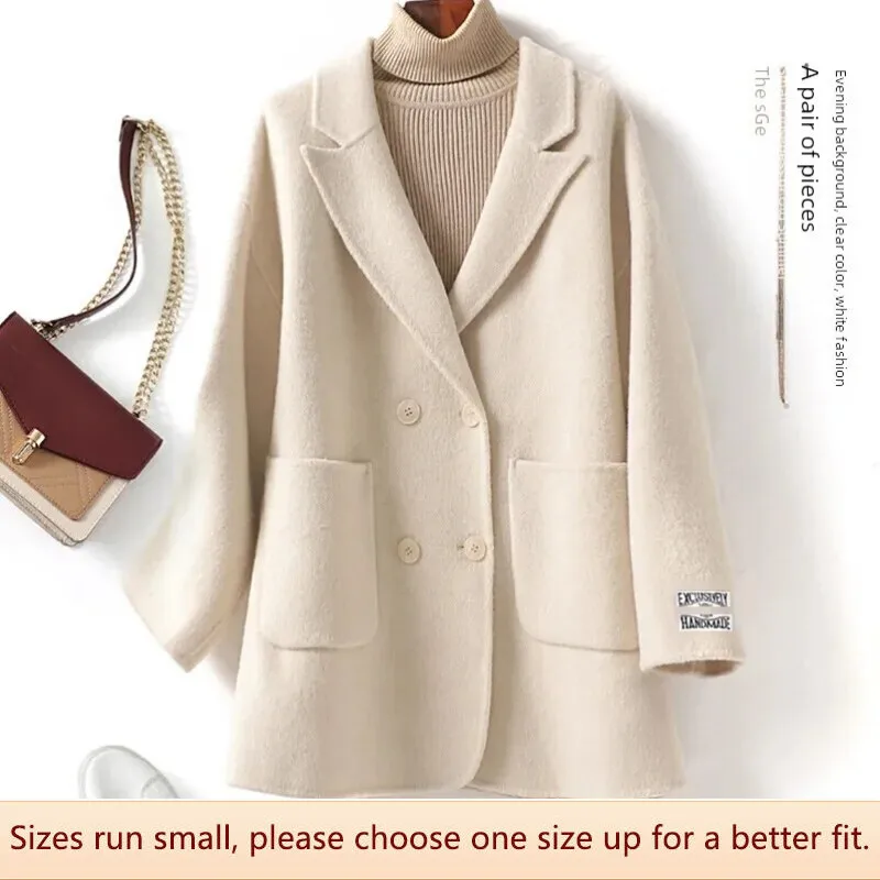 Double-sided Cashmere Wool Overcoat Women's Petite Size 70% Wool Small ...
