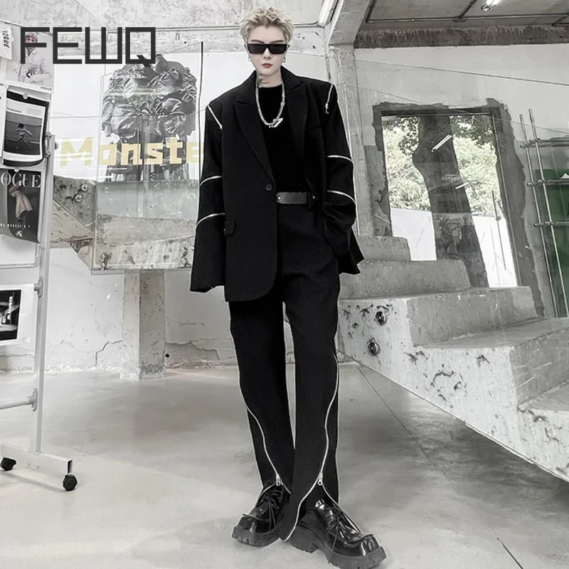 FEWQ-Men-Set-Darkwear-Niche-Zipper-Small-Foot-Casual-Pants-Trend-2023 ...
