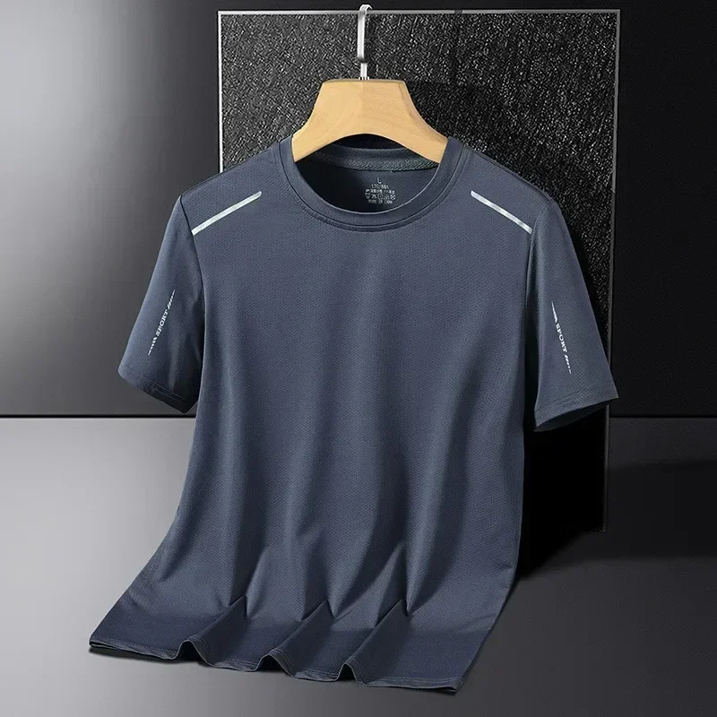 Quick Dry Ice Silk Sports Short Sleeves Men's T-shirt Summer Thin Mesh ...
