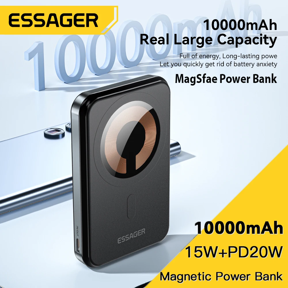Essager 20W Magnetic Wireless Charging 10000mAh Mini Power Bank With ...