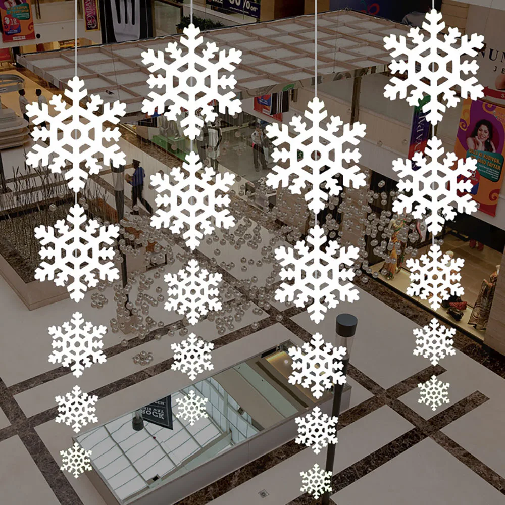 PVC-Flocked-Christmas-Snowflake-Flakes-Winter-Party-Decorations-10-28cm ...