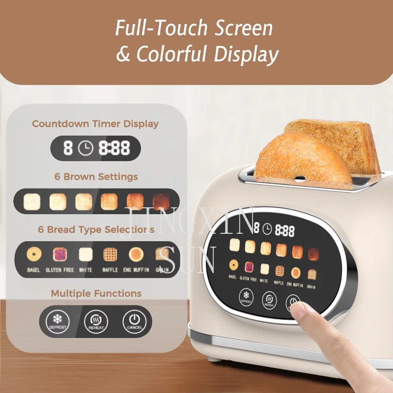 Smart Touch Control Toaster 2 Pieces Retro Design with Color Display ...