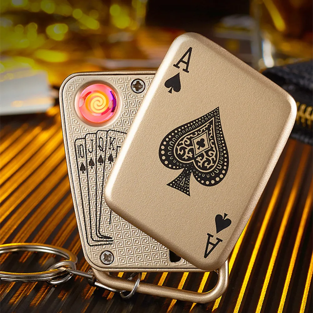 Creative-Poker-Electric-Lighter-USB-Rechargeable-Portable-Windproof-Key ...