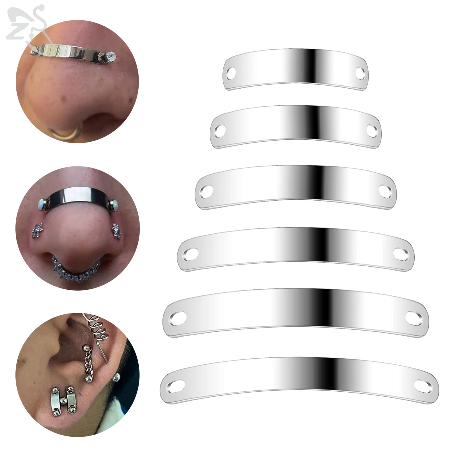 ZS-1-Piece-Punk-Woundplast-Shape-Stainless-Steel-Bridge-Piercing-24 ...