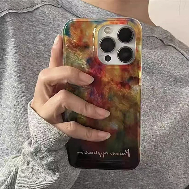 Retro Color Block Amber Smudge Phone Case for IPhone 16 15 14 13 12 11 ...