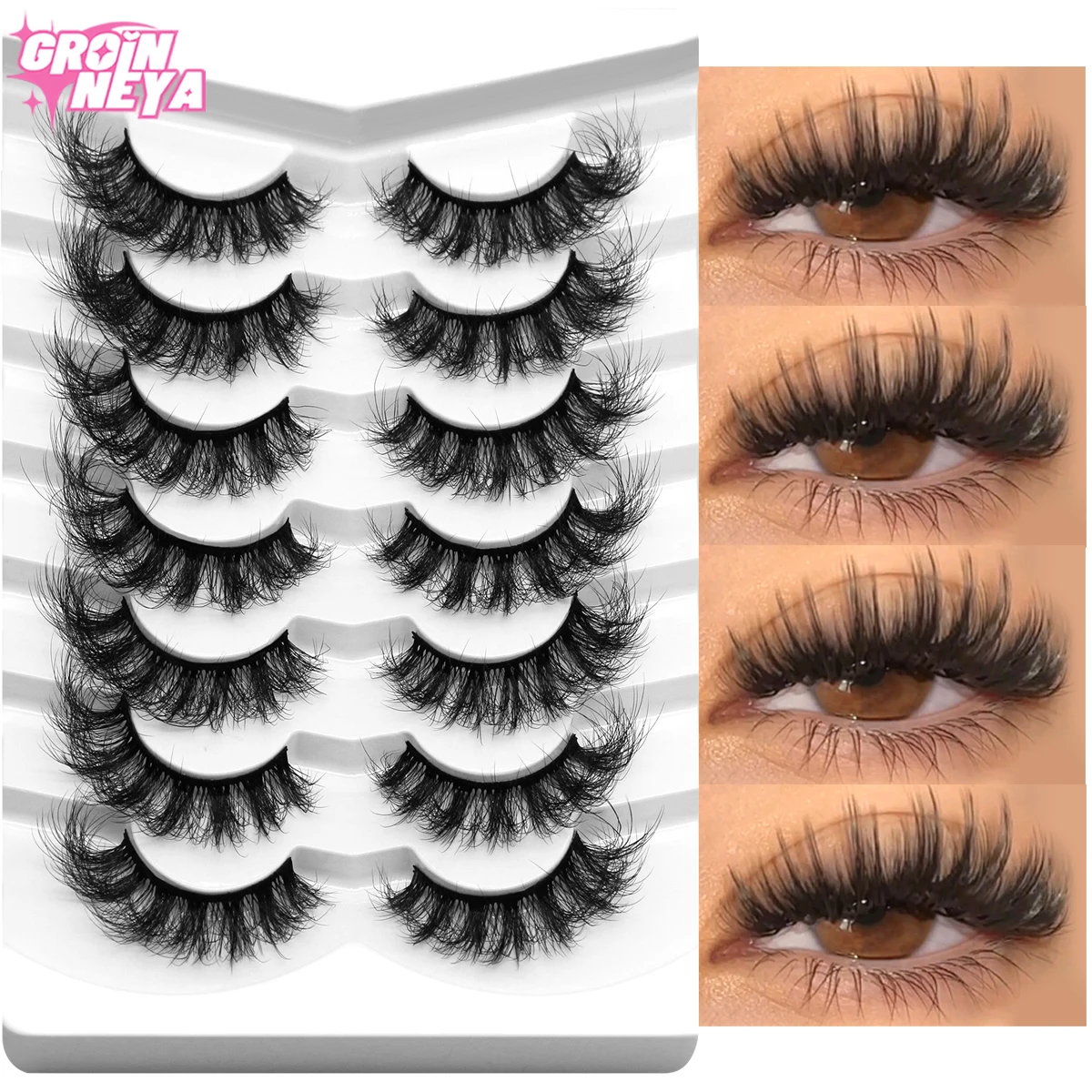 GROINNEYA-Fluffy-Mink-Lashes-5-7-Pairs-Eyelashes-Faux-Mink-Eyelashes ...