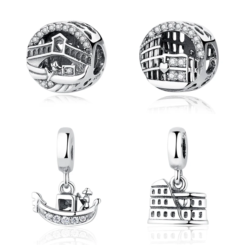 Original-925-Sterling-Silver-Charms-Venice-Rome-Pendant-Beads-Pave-CZ ...