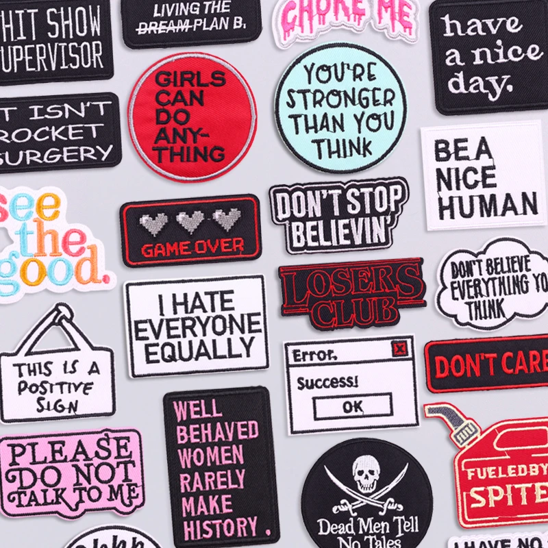 1-5 PCS/Lot Letter/Text Patch Iron On Patches For Clothing ...