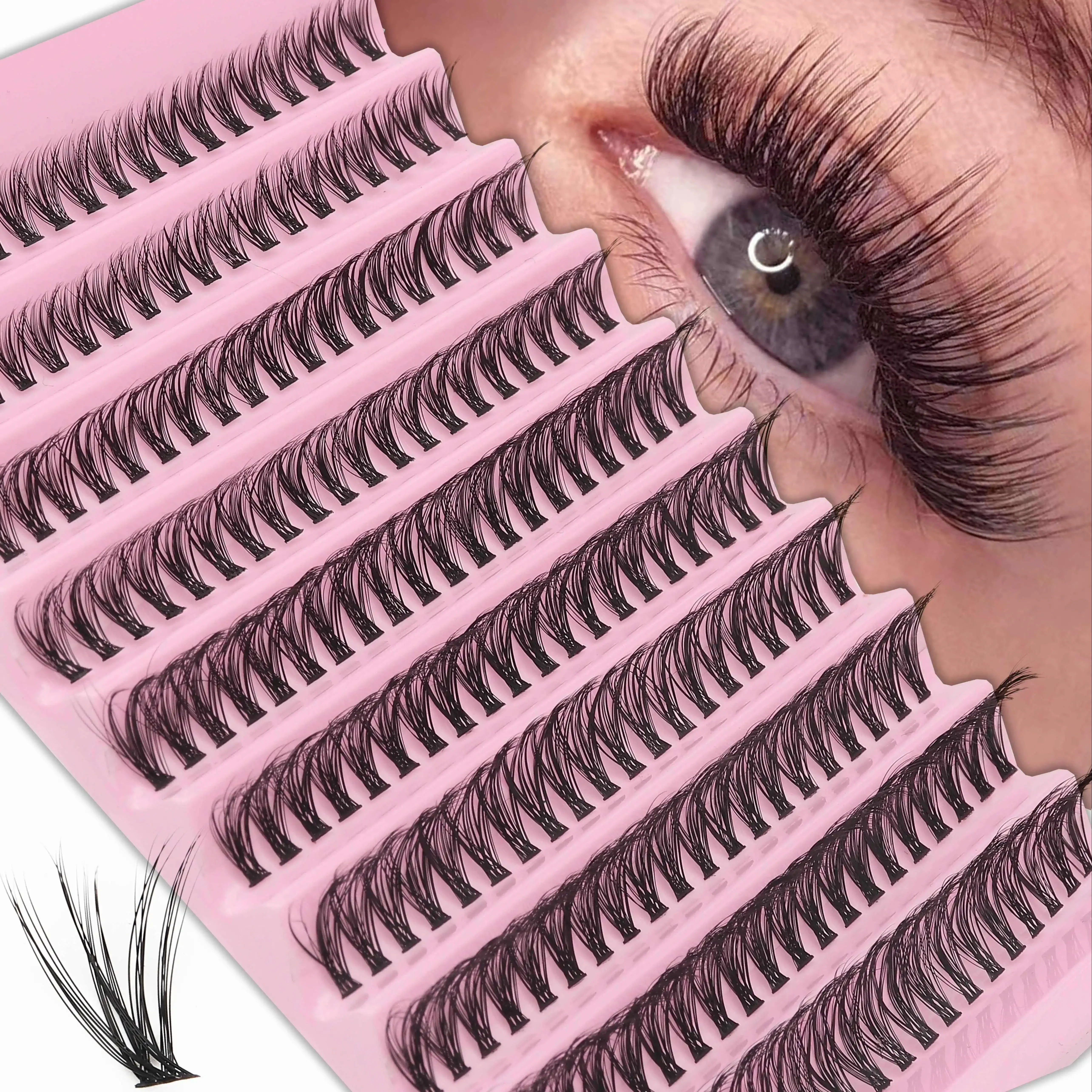 200 Pcs Mink Hair Cluster Lashes, 3D Volume DIY Extensions For Light ...