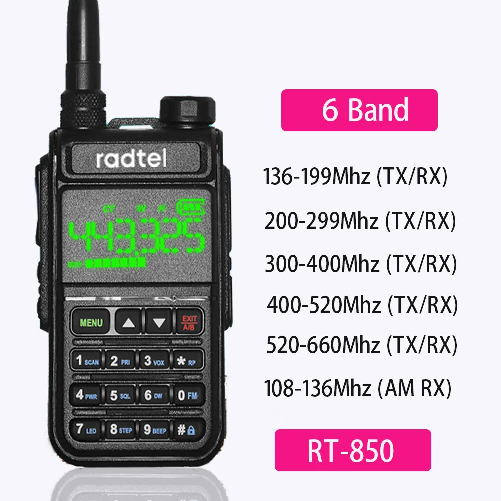 Radtel RT-850 6 Band Amateur Ham Two Way Radio 128CH Walkie Talkie Air ...