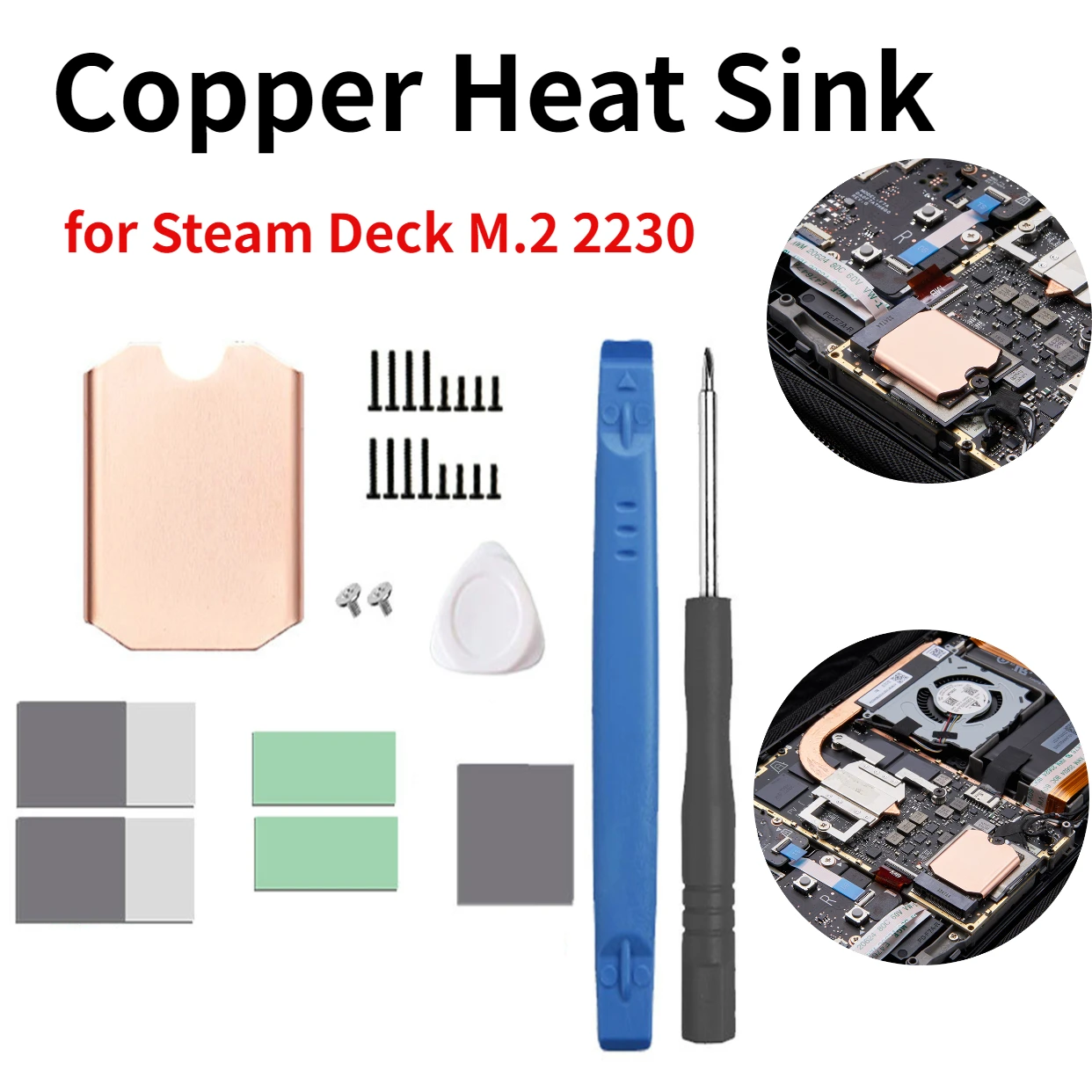 For-Steam-Deck-Copper-Heat-Sink-with-Thermal-Pad-SSD-Copper-Cooler ...