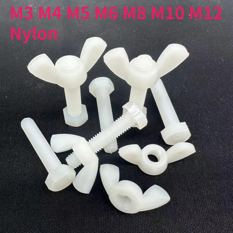 M3-M4-M5-M6-M8-M10-M12-White-Nylon-Outer-Hexagonal-Screws-Bolt ...