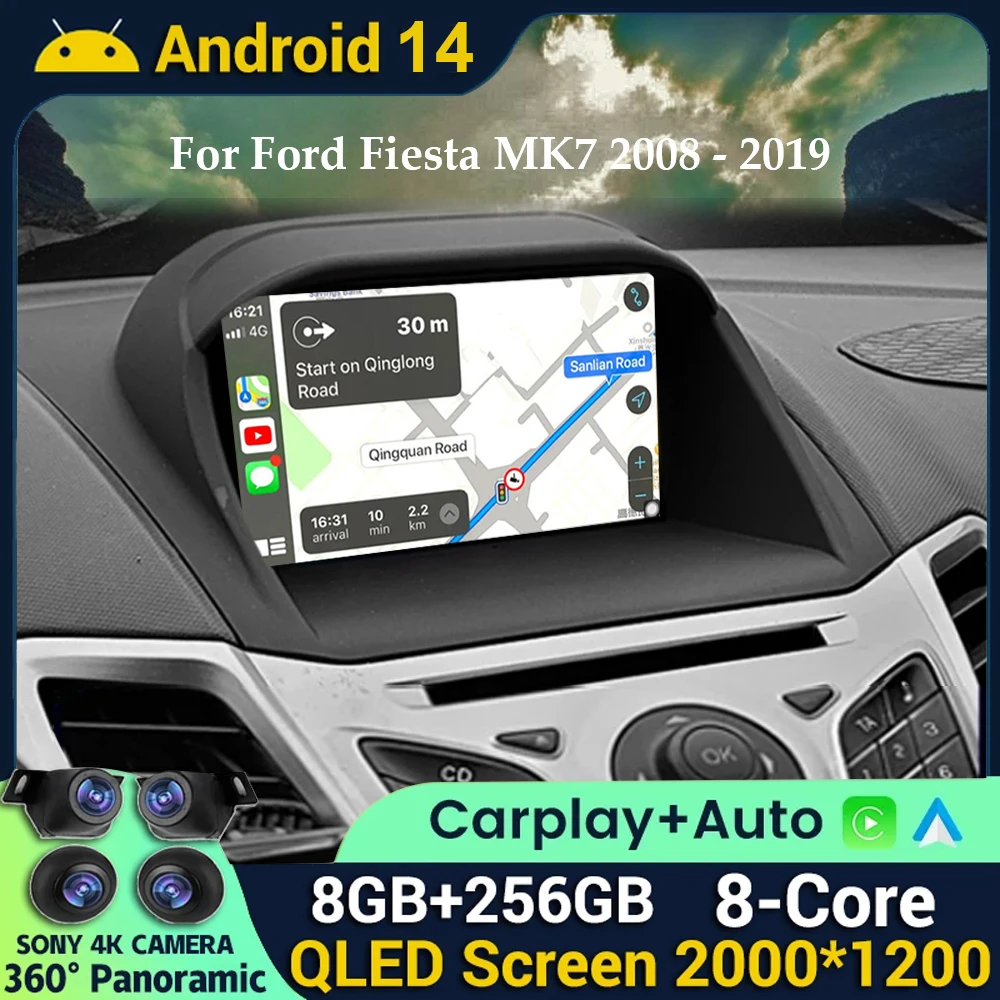 Android-14-Carplay-Auto-For-Ford-Fiesta-MK7-2009-2017-Car-Radio-Stereo ...