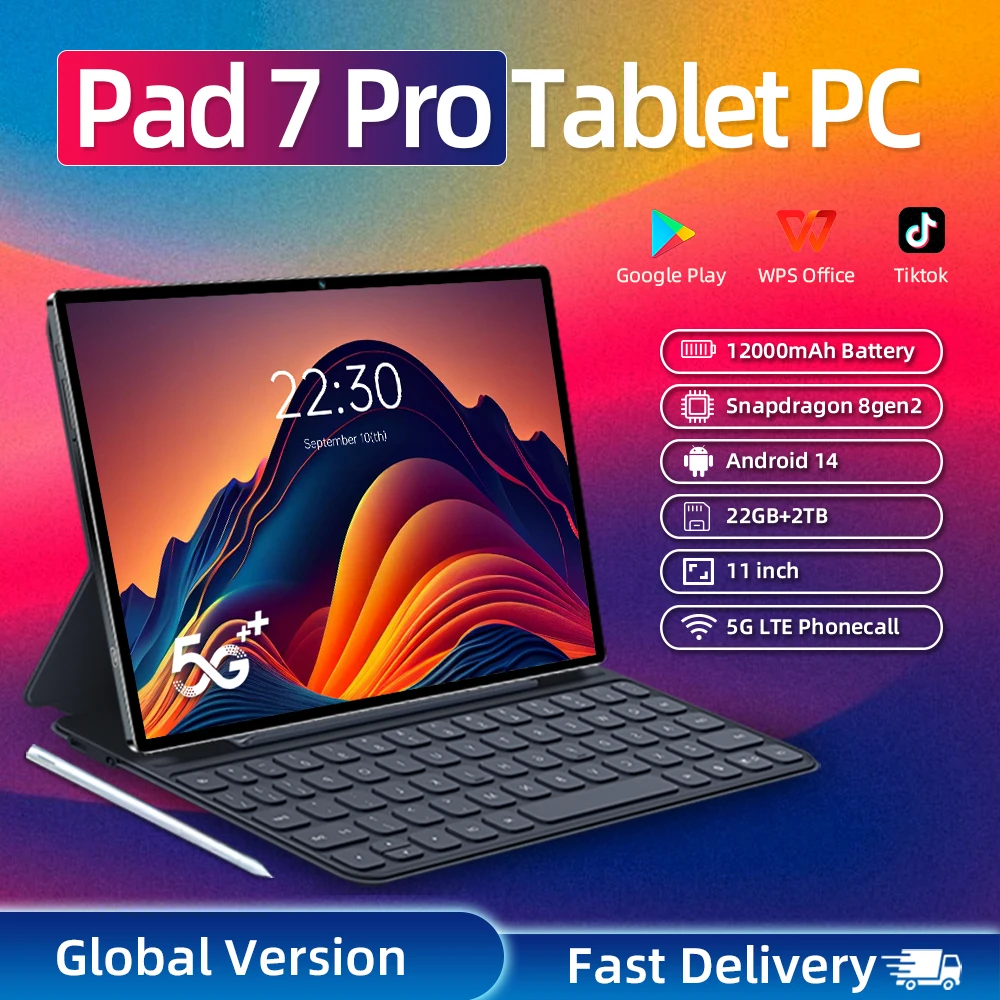 Nuevo Original Android 14 Tablet Pad 7 Pro 22TB + 2TB Snapdragon 8gen2 ...