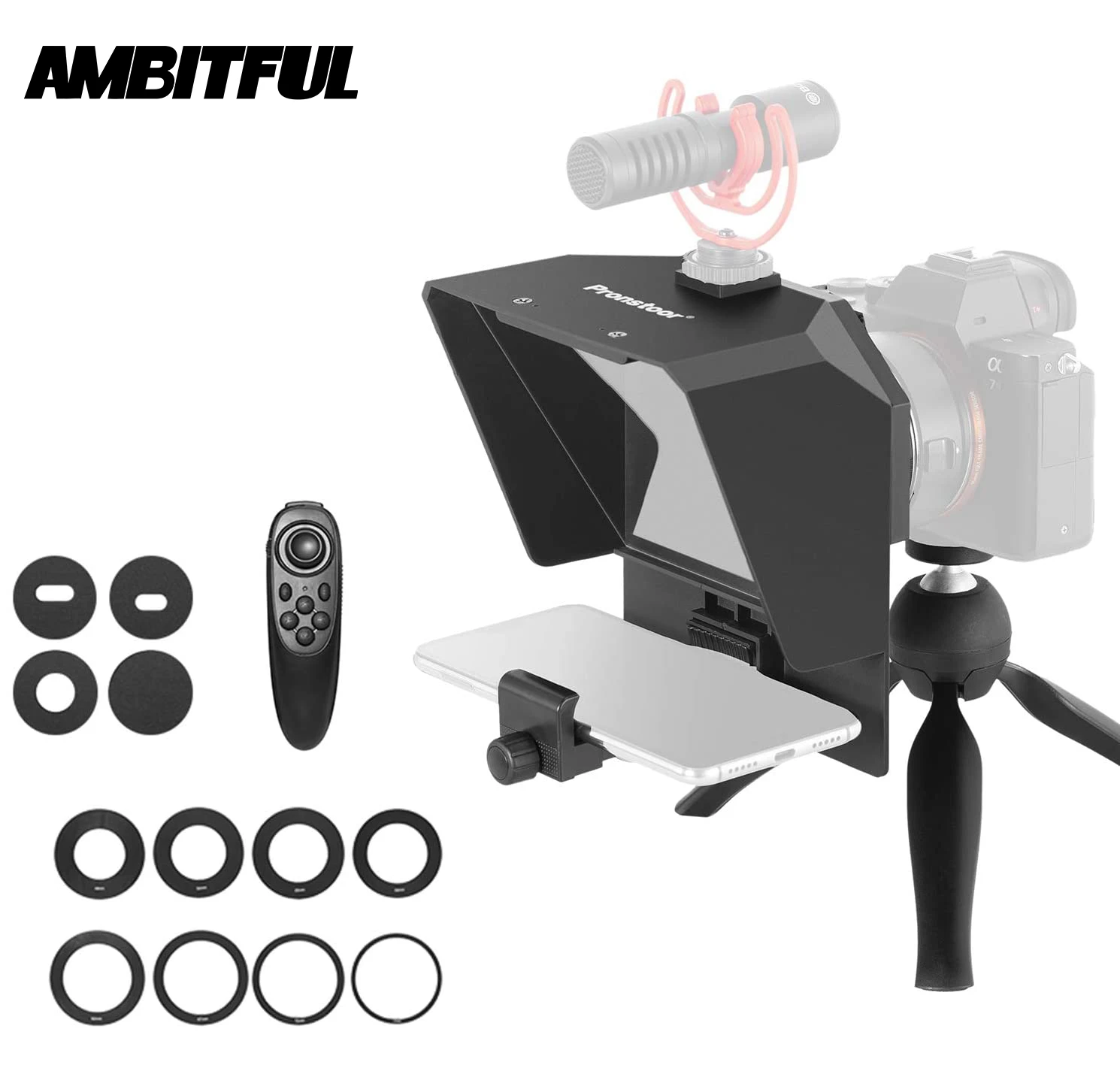 Pronstoor Phone and DSLR Recording Mini Teleprompter Portable Inscriber ...
