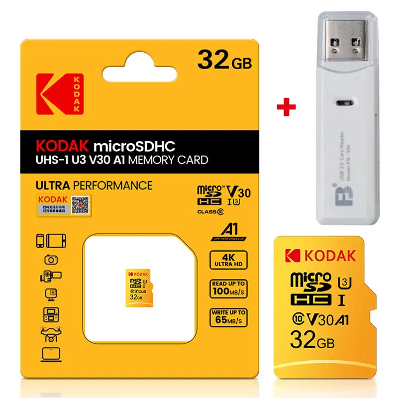 KODAK-U3-Micro-SDHC-SDXC-Card-TF-Flash-Card-with-Reader-UHS-I-V30 ...