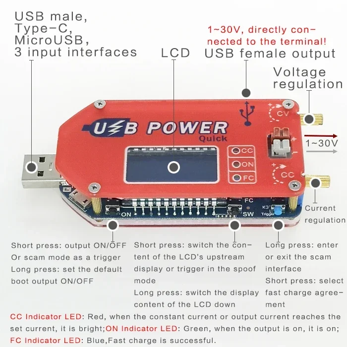 DP3A-Digital-display-USB-adjustable-power-module-DC-1-30V-15W-QC-2-0-3 ...