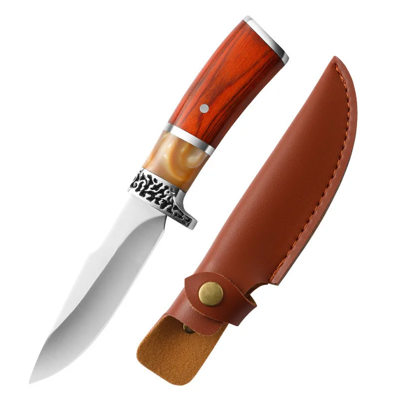 Dobeli-4CR13-Stainless-Steel-Sharp-Blade-Colored-Wood-Handle-Outdoor ...
