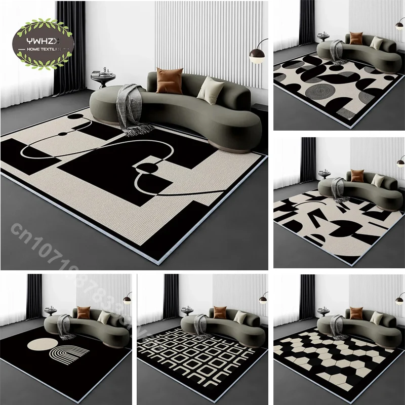 Black-White-Geometric-Carpet-for-Living-Room-Bedroom-Bedside-Large ...