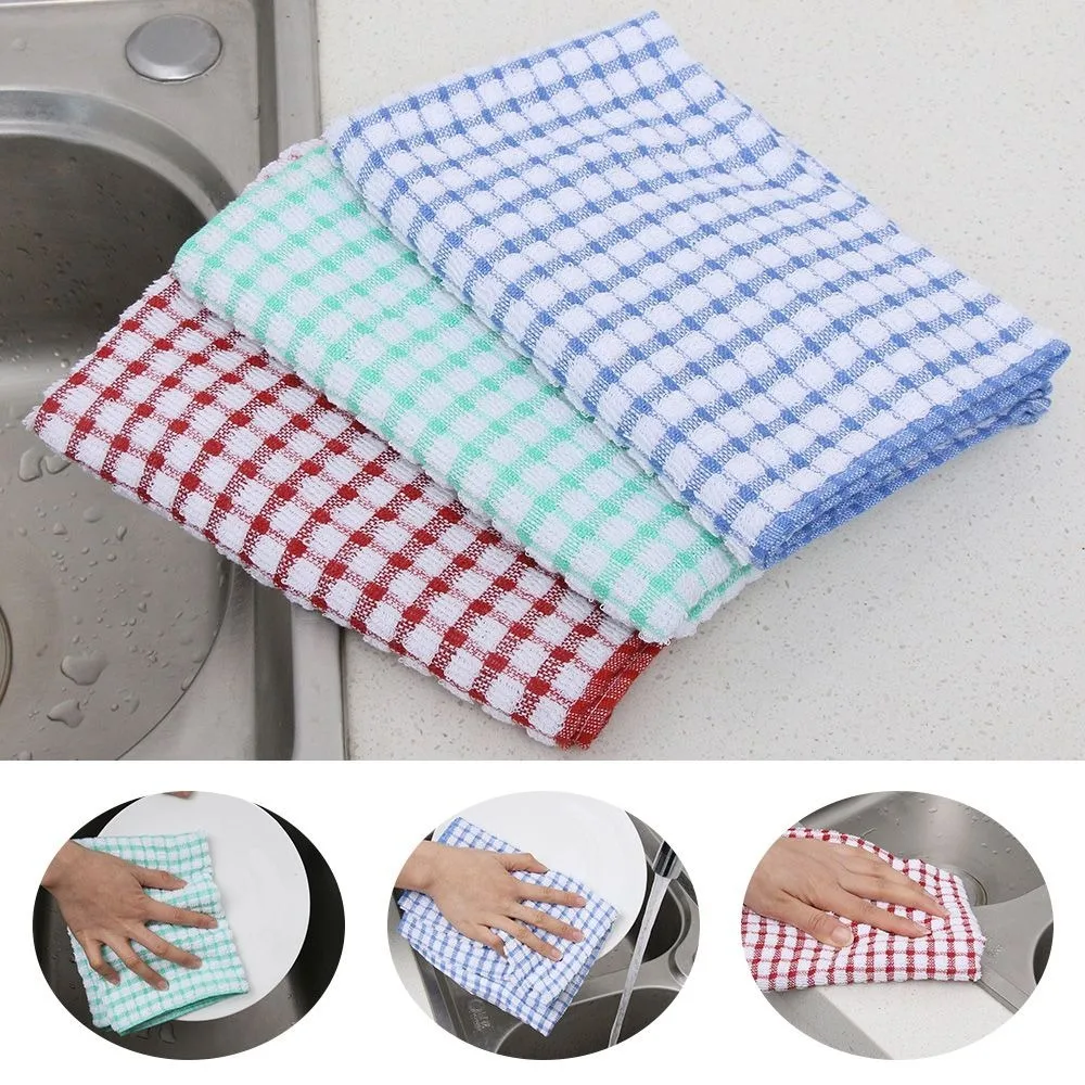 Rag Tea Towels New Cotton Drying Washing Dish Cloth Absorbent Large ...