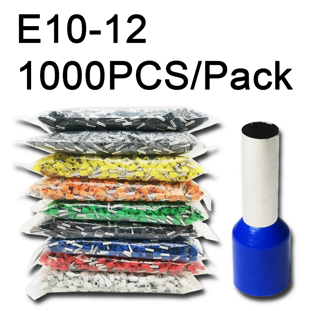 1000pcs/Pack E10-12 Insulated Ferrules Terminal Block Cord End Wire ...