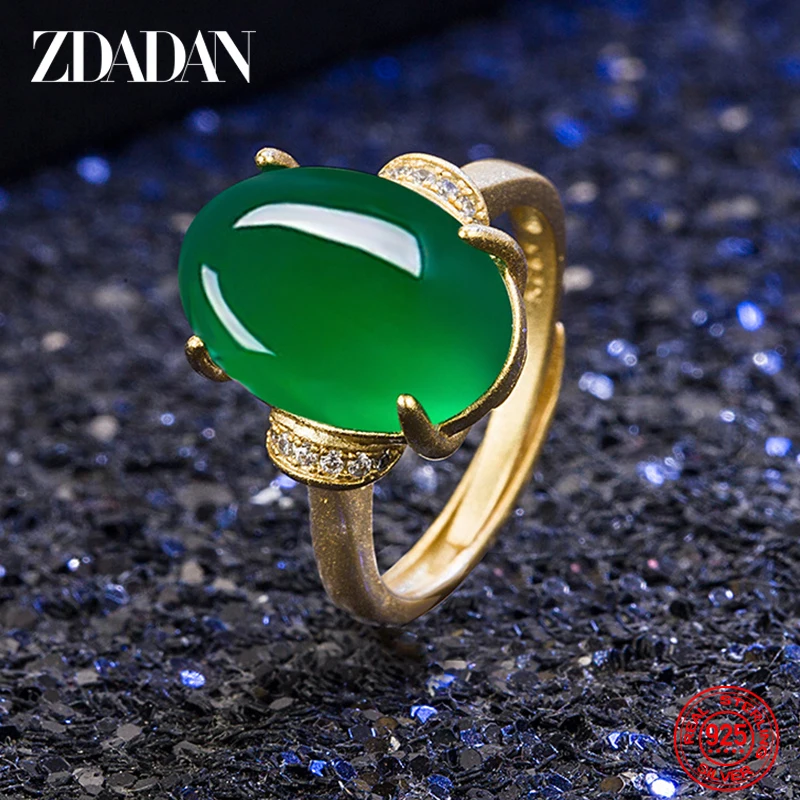 ZDADAN-anillos-de-dedo-de-Jade-de-Plata-de-Ley-925-para-mujer-joyer-a ...