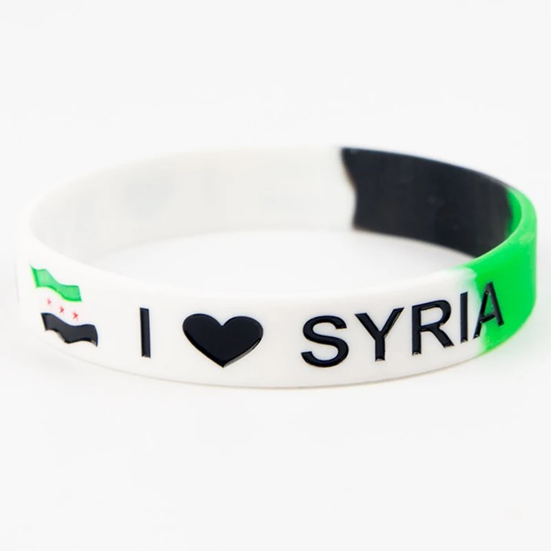 300pcs I Love Syria syrian Green White Black Wristbands Silicone ...