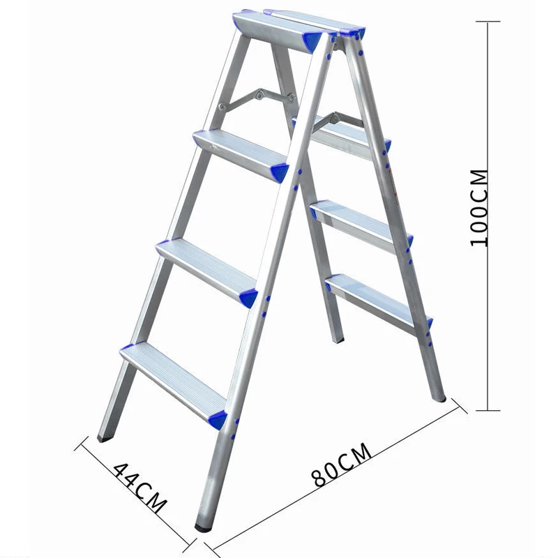 Folding Aluminium Ladders Double Sided 4 Step Folding Ladder Portable ...