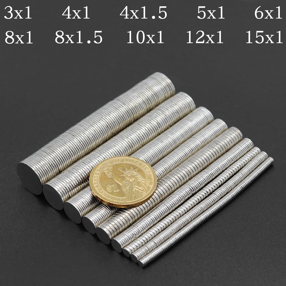 3x1/4x1/5x1/6x1/8x1/10x1/15x1mm Neodymium Magnet N35 Round Magnet ...