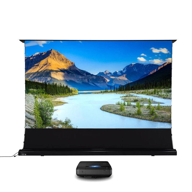 Home Cinema 150 Inch Electric Tension Floor Screen PET Crystal UST ALR ...