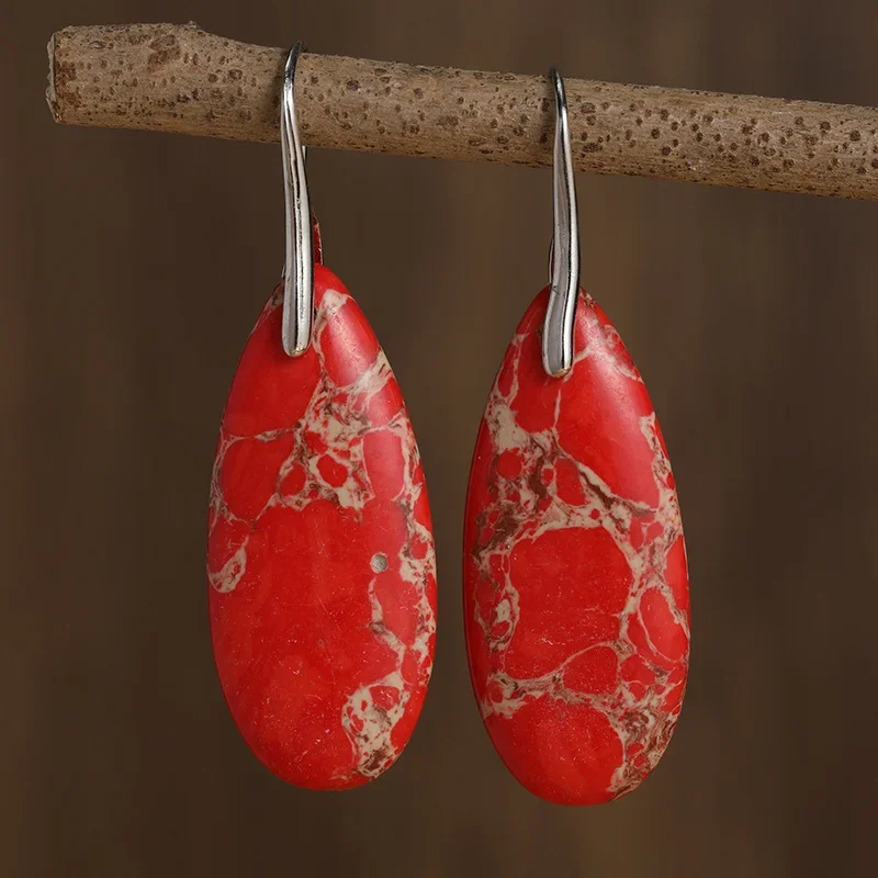 New-Oval-Dropwater-Shape-Red-Stone-Dangle-Earrings-Vintage-Jewellry ...