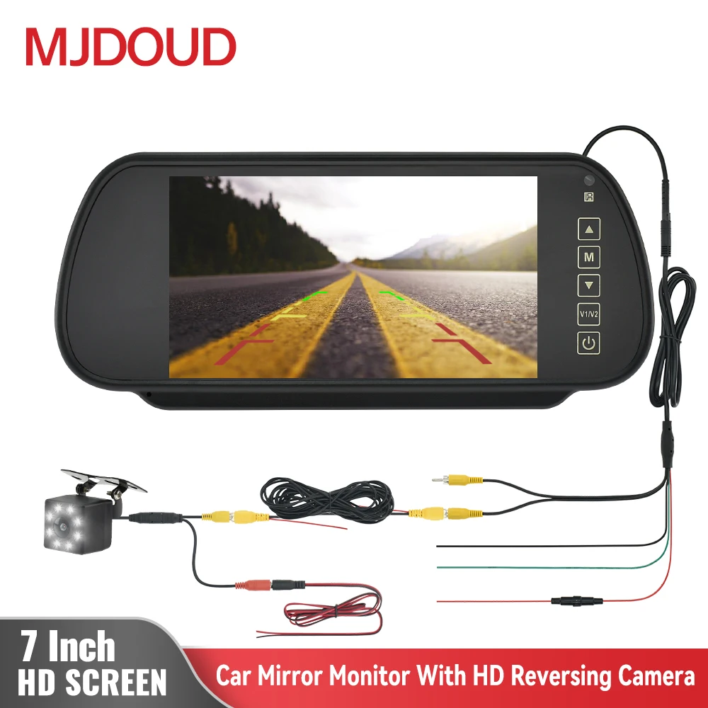 MJDOUD 7 Polegada Monitor Espelho Retrovisor com Câmera Espelho ...