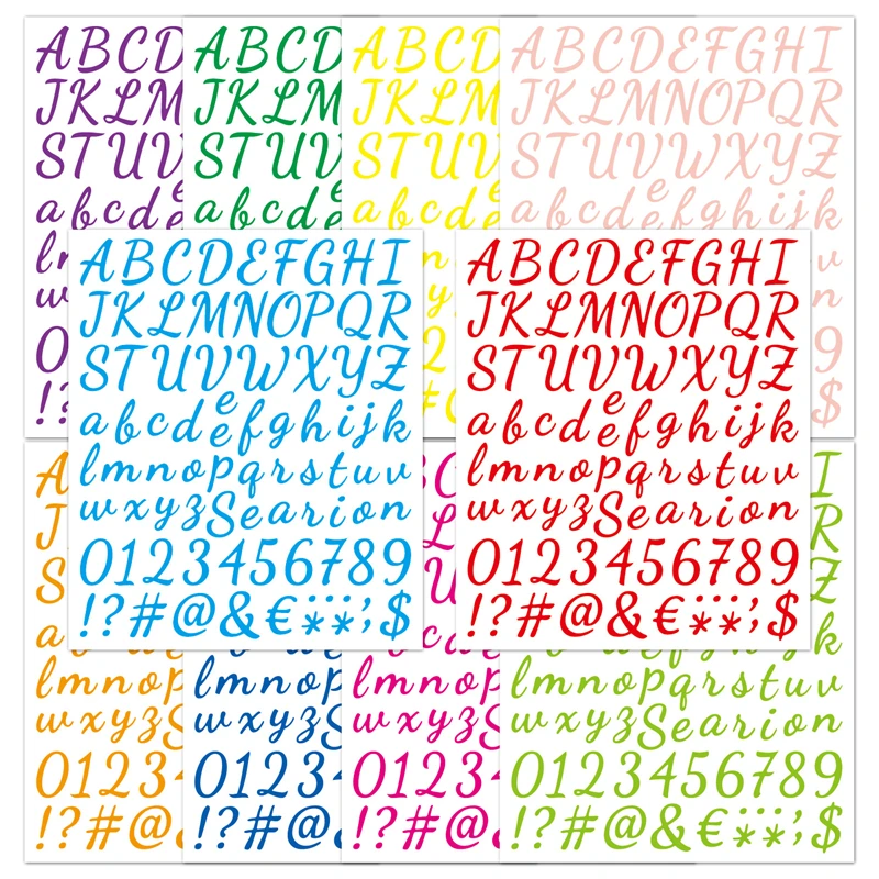 Handwritten-Alphabet-Stickers-Color-English-Alphanumeric-Combination ...