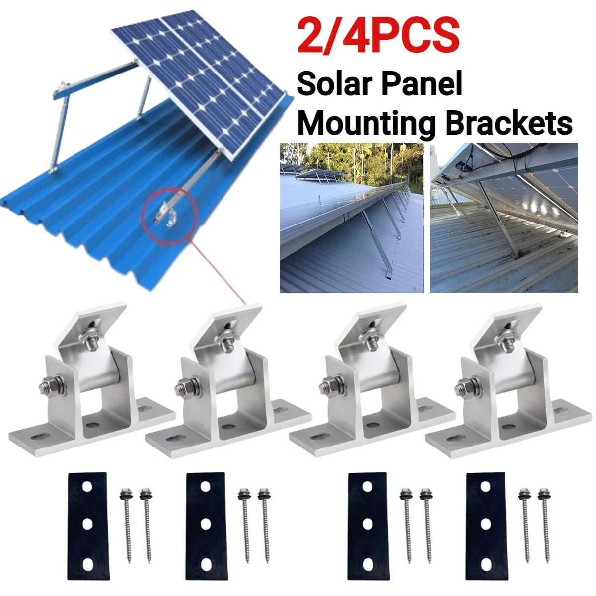 4-2PCS-Solar-Panel-Mounting-Bracket-Adjustable-Angle-Flat-Roof-Mount-Holder-Aluminum-Solar-Panel ...