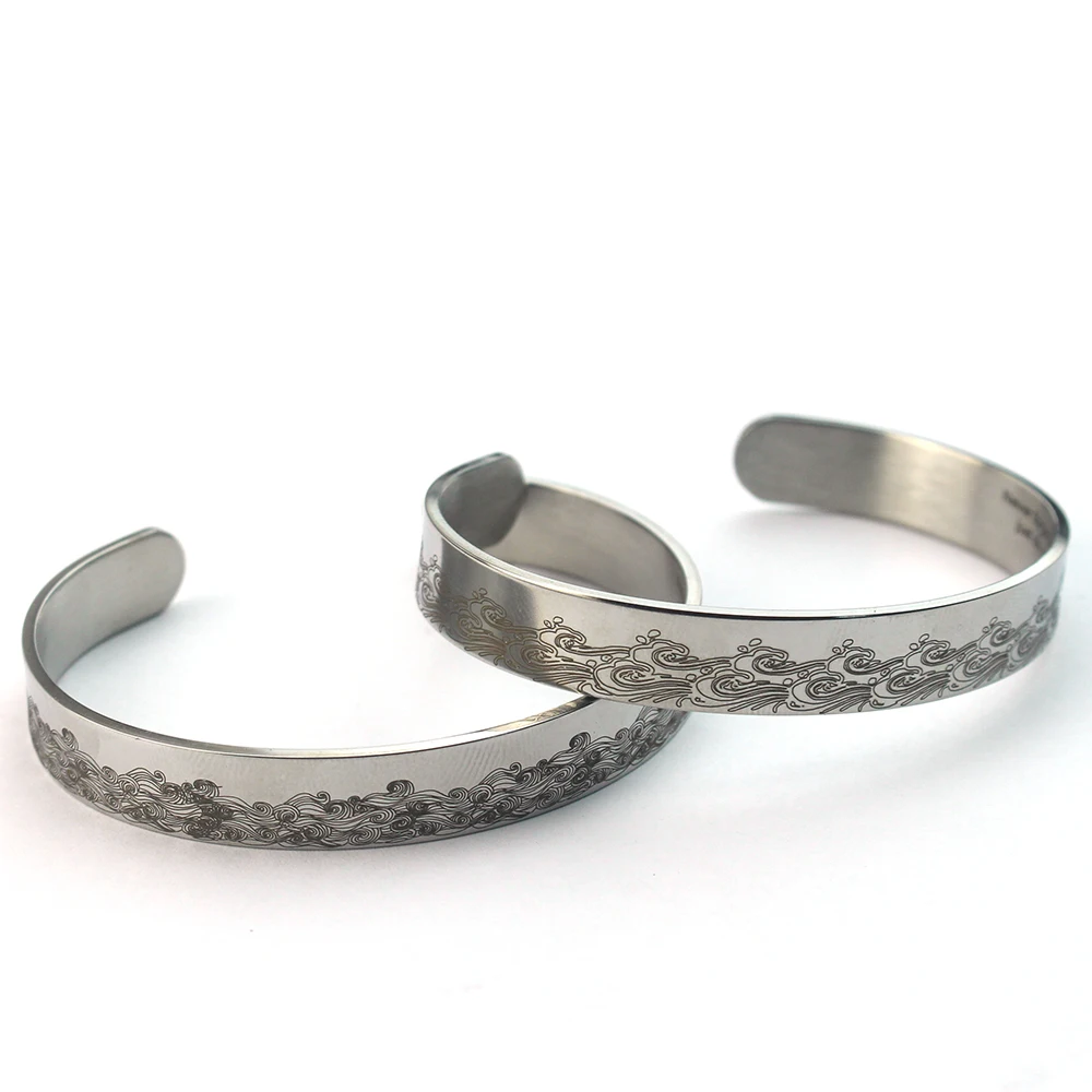 Remember-To-Be-Awesome-10MM-Stainless-Steel-Open-Bracelet-Wavy-Pattern ...