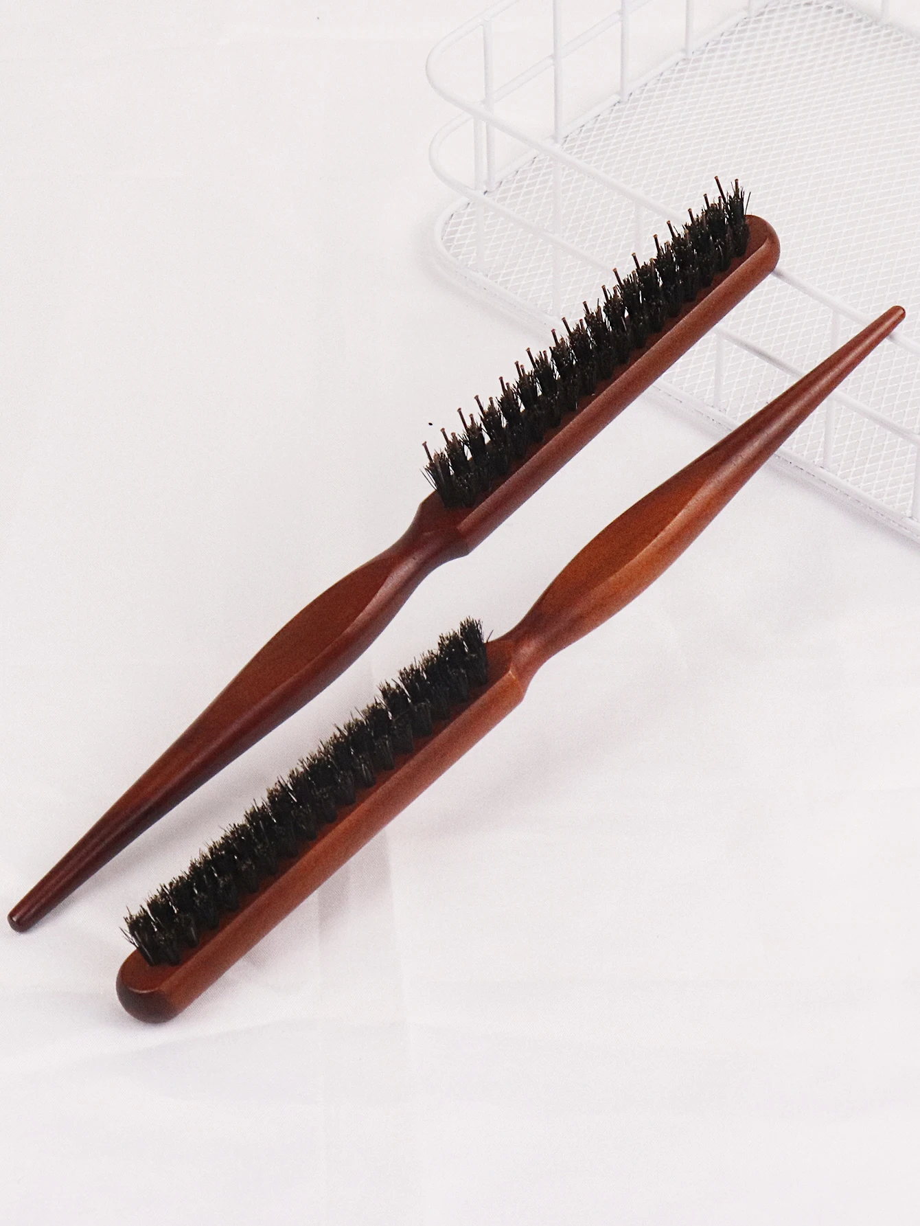 Professional-fine-line-comb-back-tearing-hair-brush-fluffy-wood-handle ...