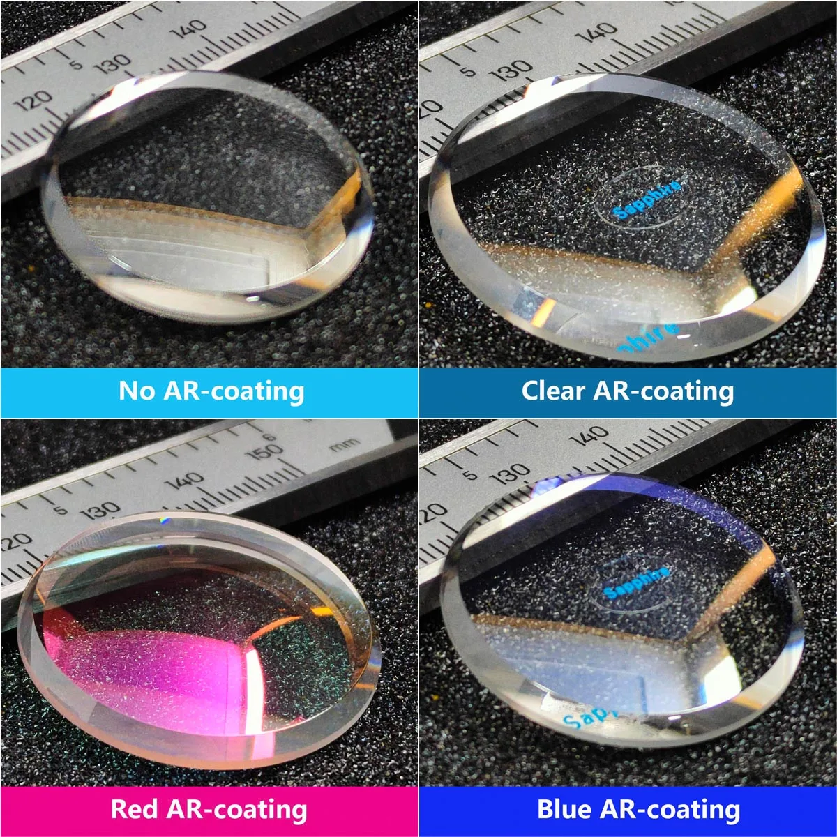 Double Dome Sapphire Crystal 32mm Watch Glass Blue/Red/Clear AR Coating ...