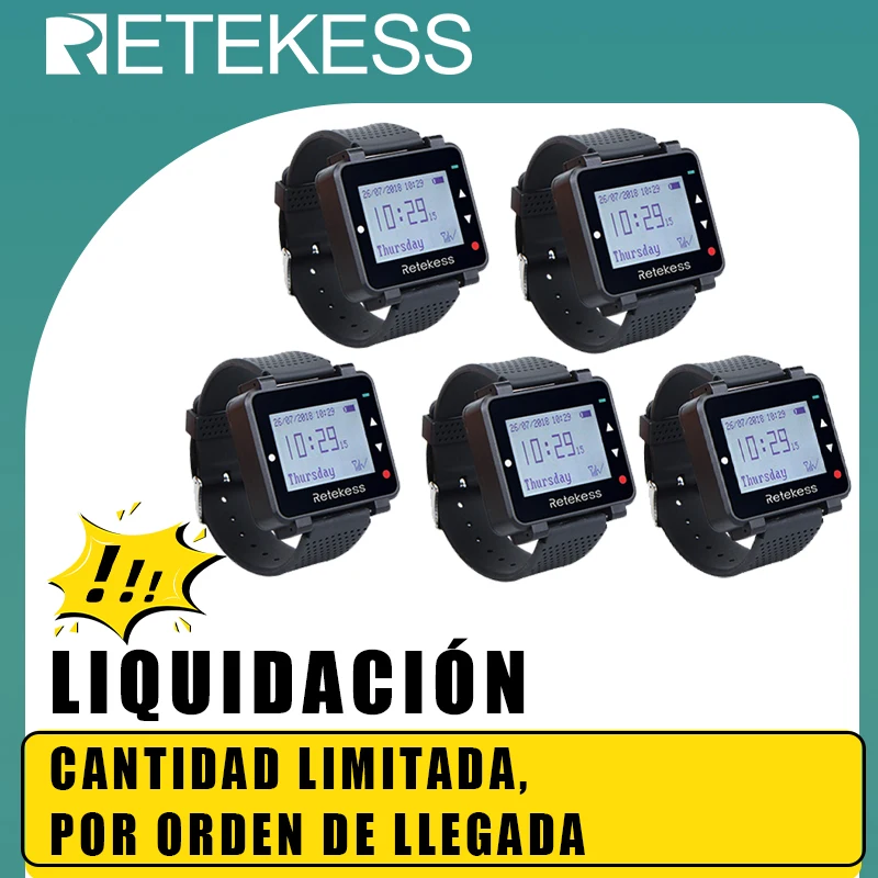 Retekess T128 Wireless Calling System 5Pcs Watch Receiver Restaurant ...