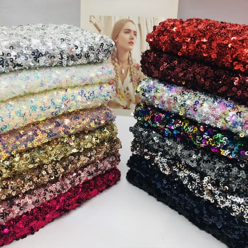 5mm-Elastic-Sequined-Fabric-By-Yards-Party-Evening-Dress-Princess ...