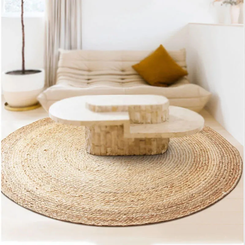 100-Woven-Round-Carpets-Rugs-for-Living-Room-Bedroom-Bulrush-Natural ...