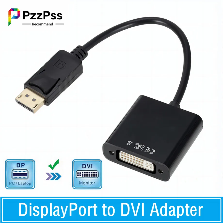 HD 1080P Display Port DP to DVI Adapter DisplayPort to DVI Cable ...