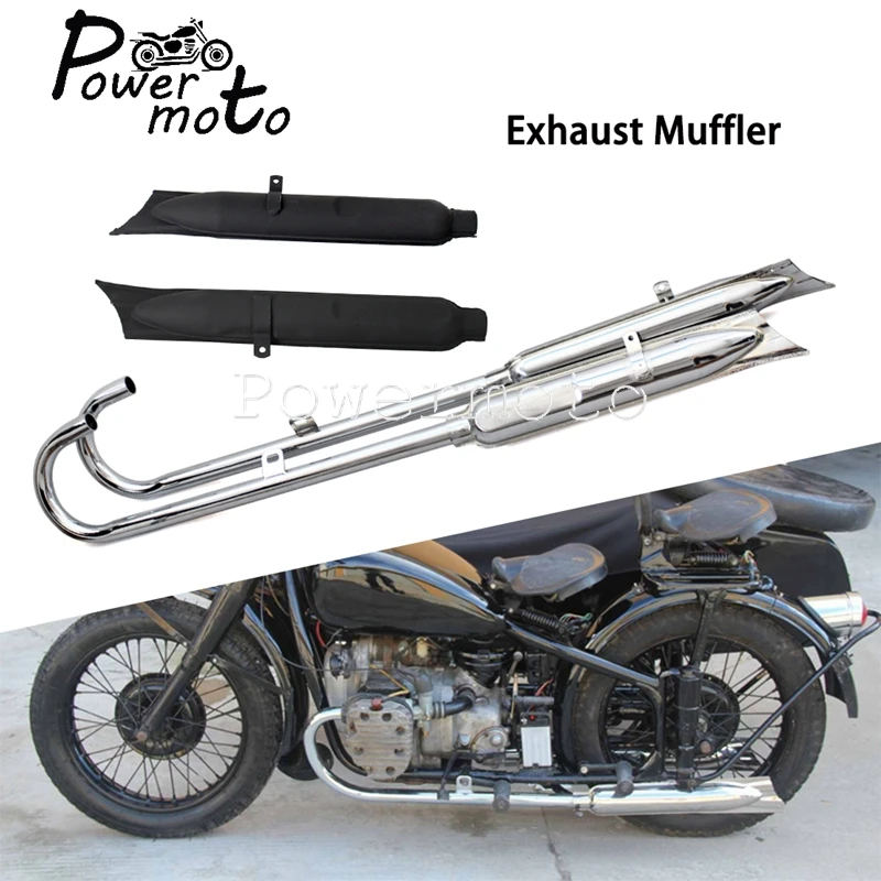 Papanda Motorcycle Steel Muffler Silencer Tube 24/32HP Fishtail Exhaust ...