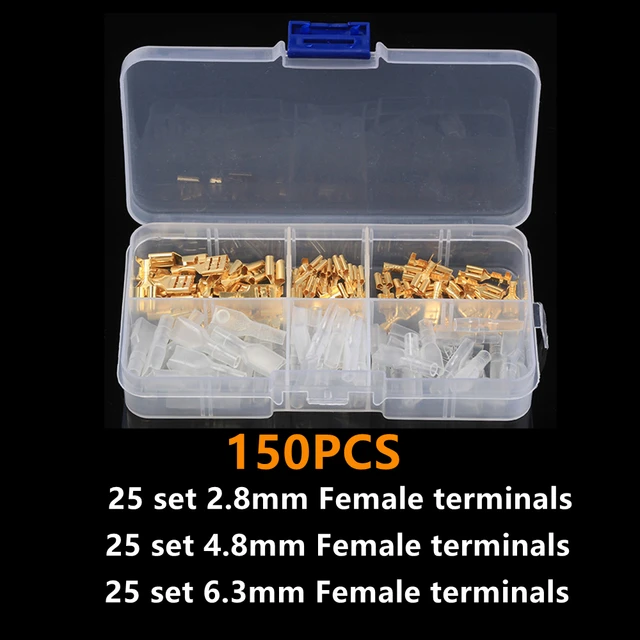 Box Insulated Plug Spring Female Male Spade Cold Crimp Terminals 2.8/4. ...