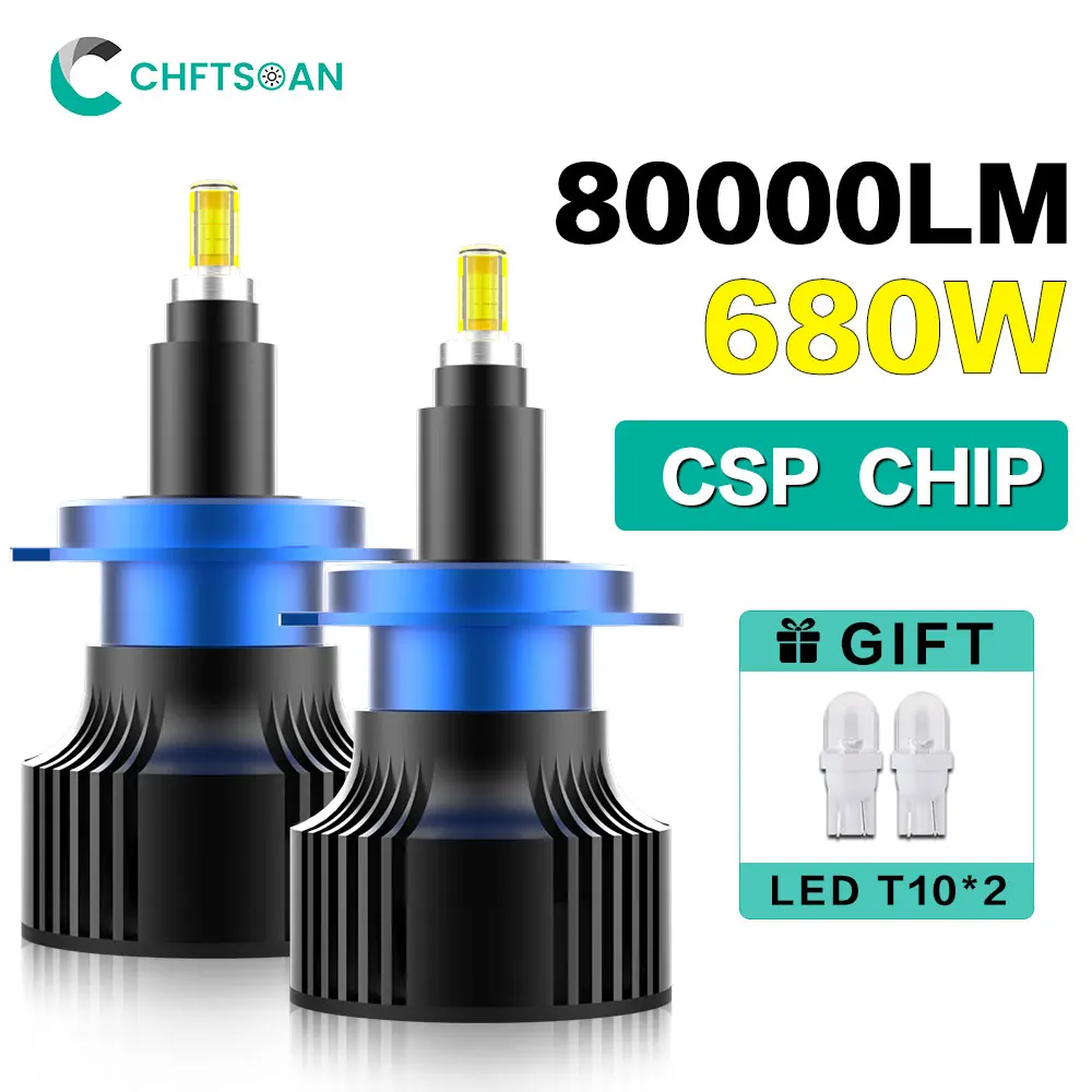 Chftsoan-LED-360-Headlight-Bulb-680W-80000LM-Car-Headlight-H1-H7-H11 ...