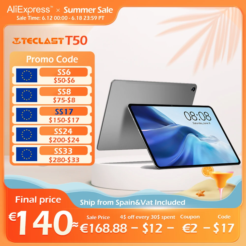 Teclast t50 128 11 "2k Tablet Android 12 8GB RAM 2000 GB ROM Unisoc ...