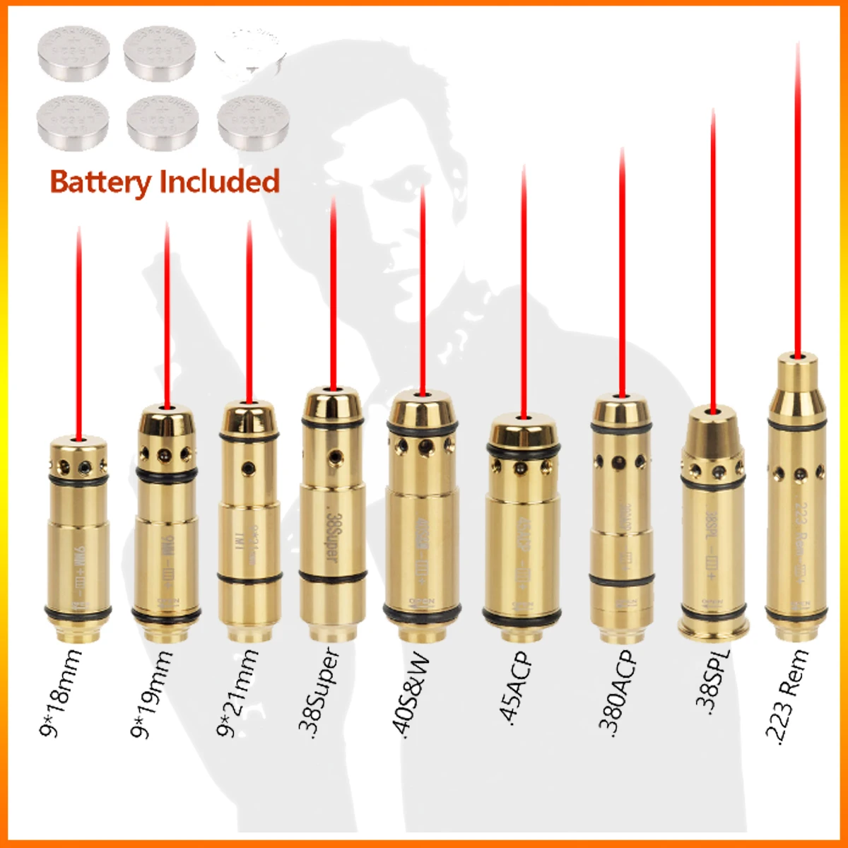 Tactical Training Green Red Laser Boresighter 9mm 380ACP .40 S&W 223Rem ...