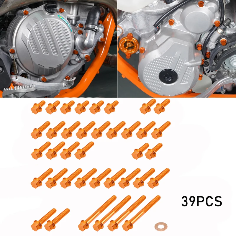 NiceCNC Motocross 39PCS M5 M6 Engine Bolts Kit For KTM 250EXC 300EXC ...