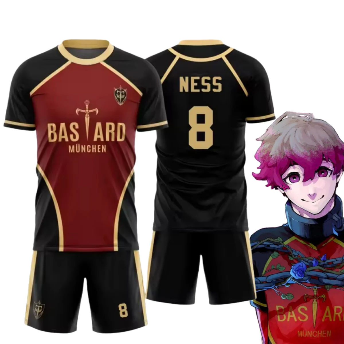 Disfraces de cosplay de Anime Ness, camiseta de fútbol de Bastard ...